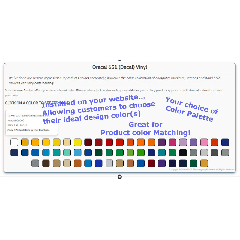 Single Palette, Matching Product Color. - ADD TO YOUR WEBSITE