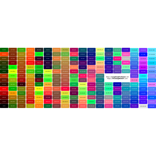 RGB Color Reference Chart