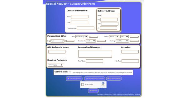 Special Customized Web Page Forms