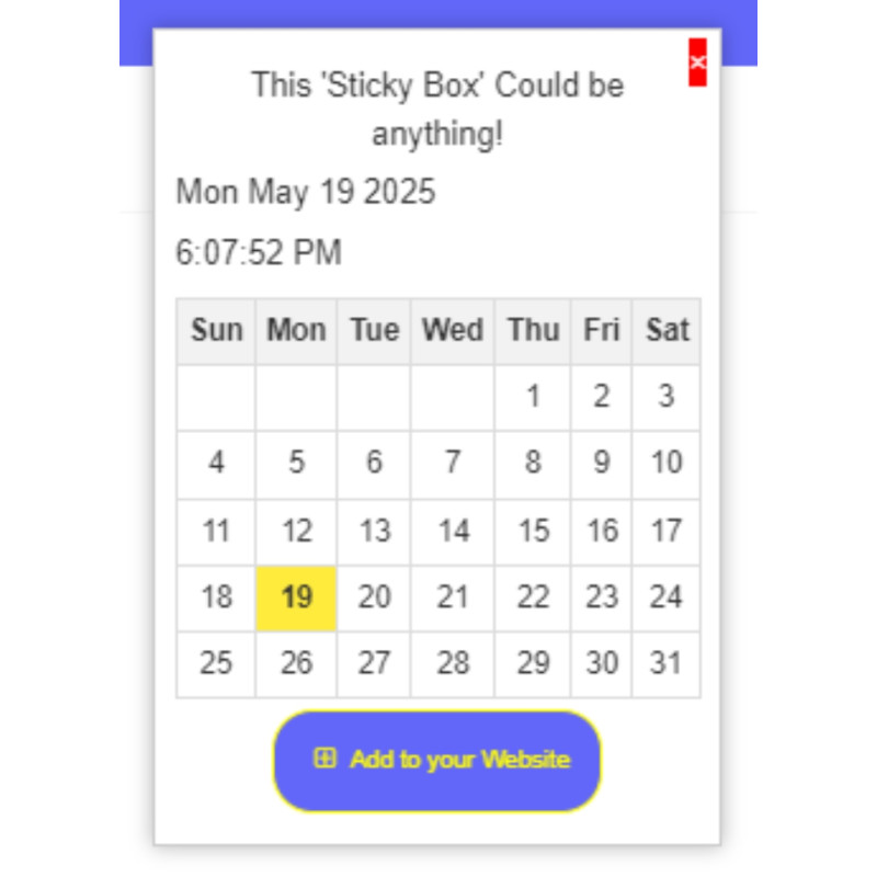 Sticky on screen 'Box'