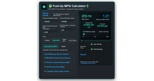 Fuel-Up MPG Calculator - Customer Engaging Embedded Widgets